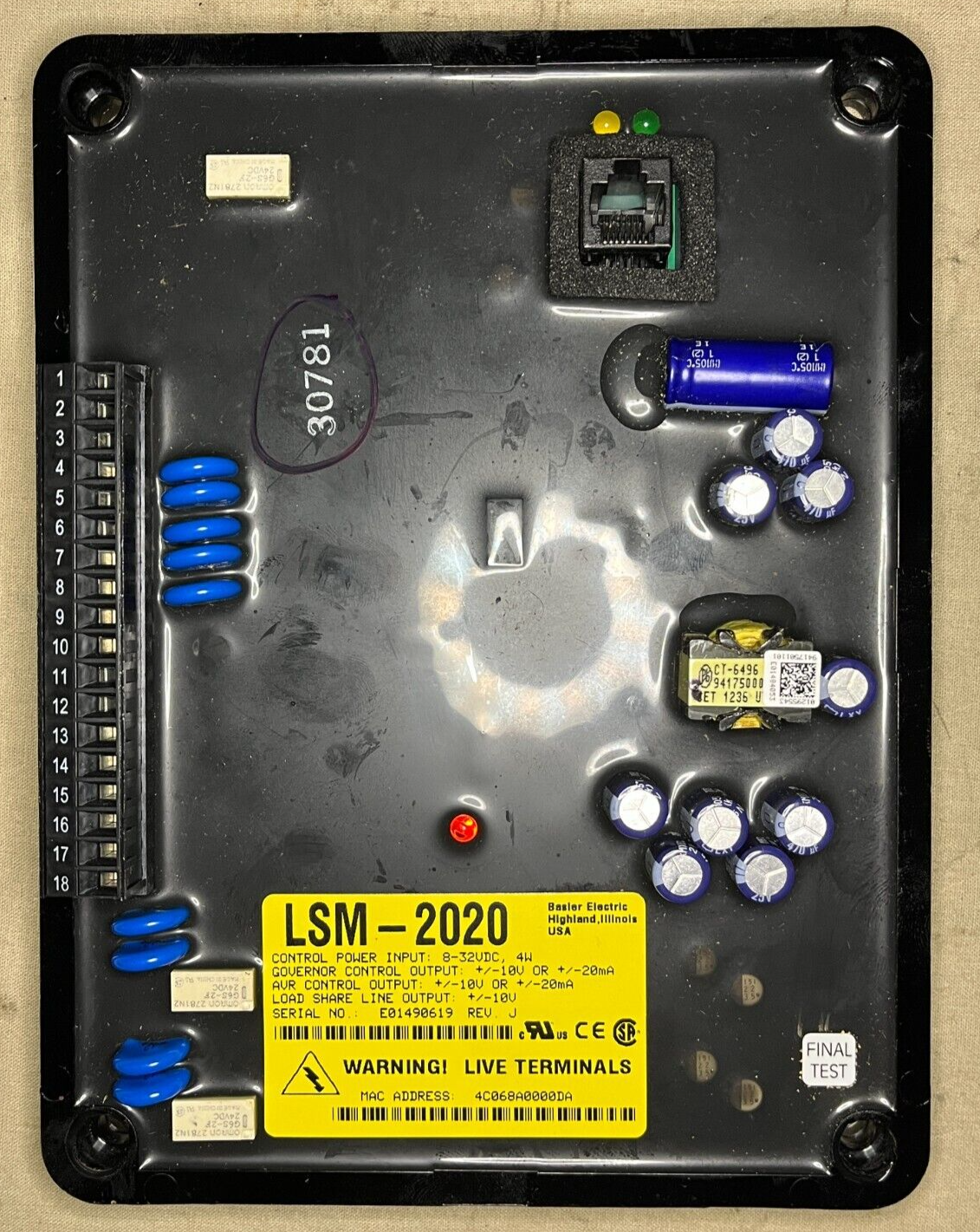 BASLER LSM-2020 PROGRAMMABLE GENERATOR AVR LOAD SHARING SHARE CONTROL ...
