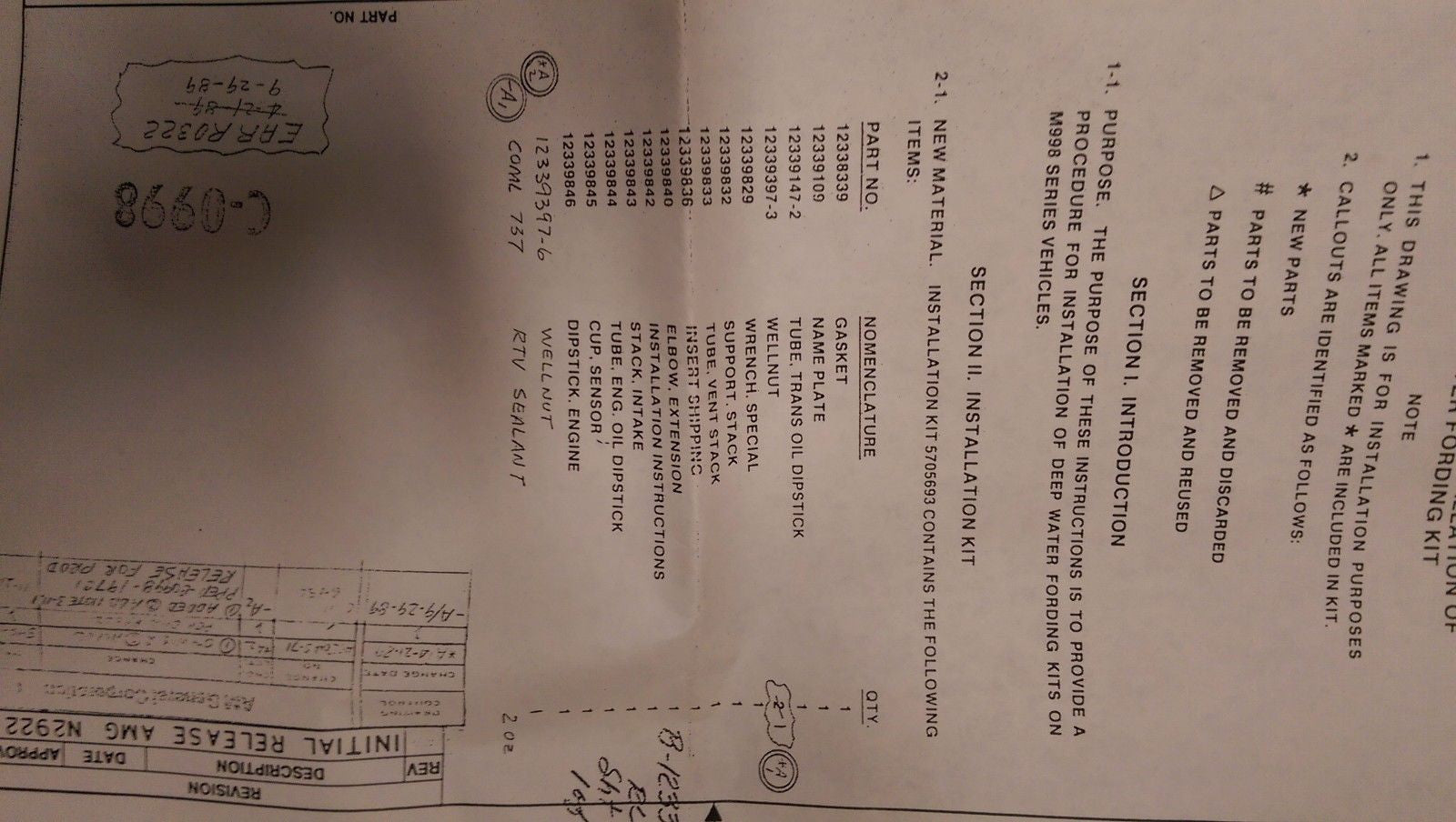 Deep Water FORDING KIT M998 HMMWV Humvee Military Truck GREEN 5705693 ...